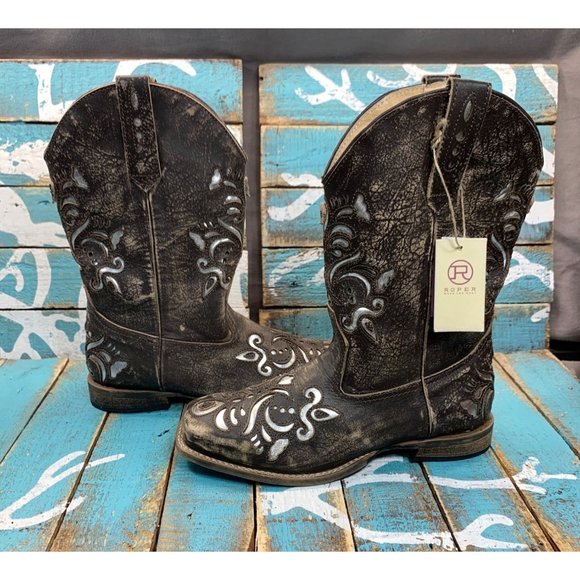 Roper | Shoes | New Roper Girls 3w45 Belle Distressed Western Boots ...